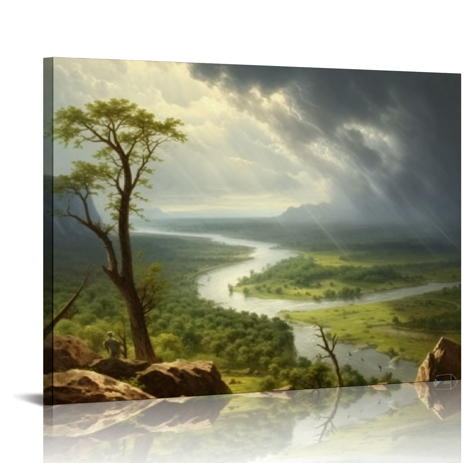 ARISTURING Lake Wall Art Canvas Framed Prints Vintage Oxbow Lake Famous ...