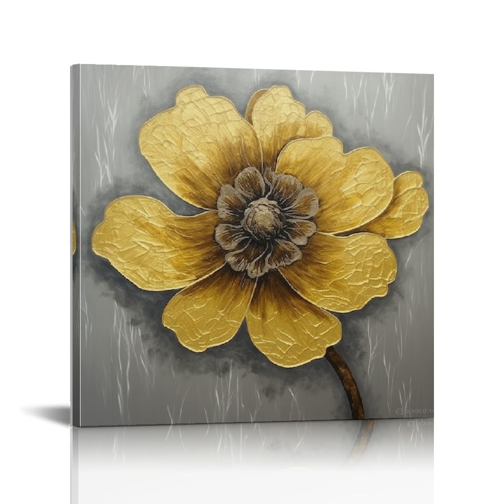 ARISTURING Large 3D Yellow Overlord Flower Wall Art, Handmade Oil ...