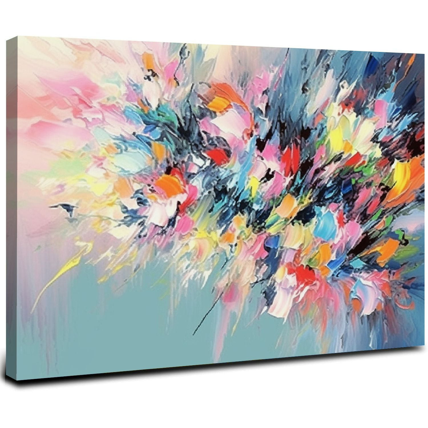 ARISTURING Large Framed Abstract Colorful Canvas Wall Art Flower ...