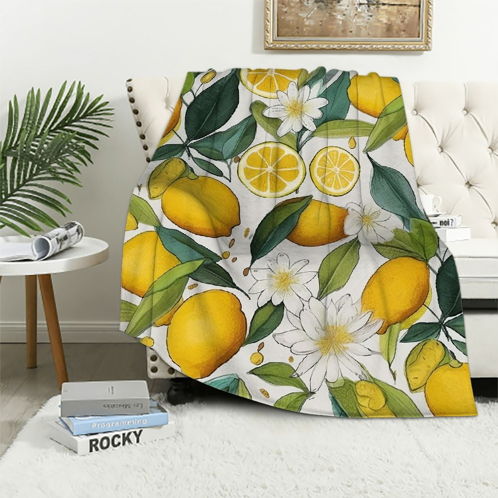 ARISTURING Lemon Blanket, Yellow Throw Blanket for Fruit Lovers, Soft ...