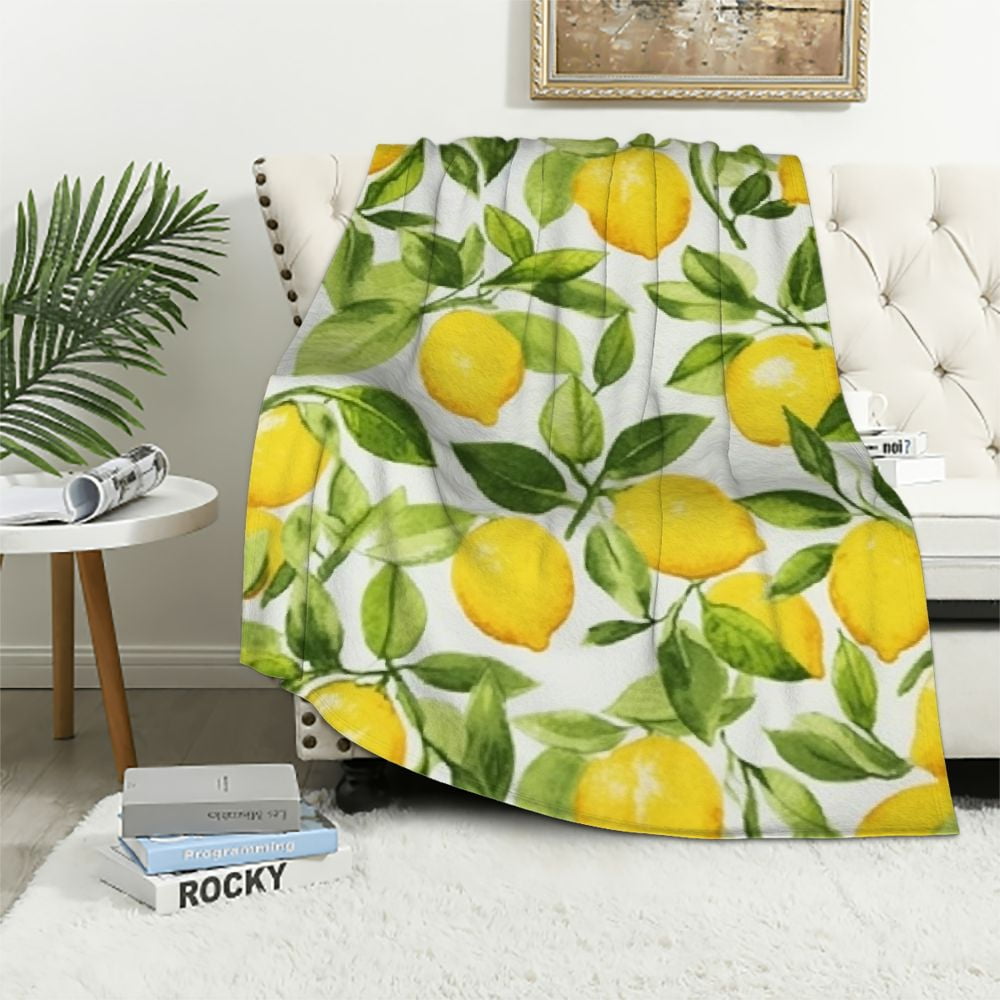 ARISTURING Lemon Print Blanket Flannel Fruits Throw Blankets Gift for ...