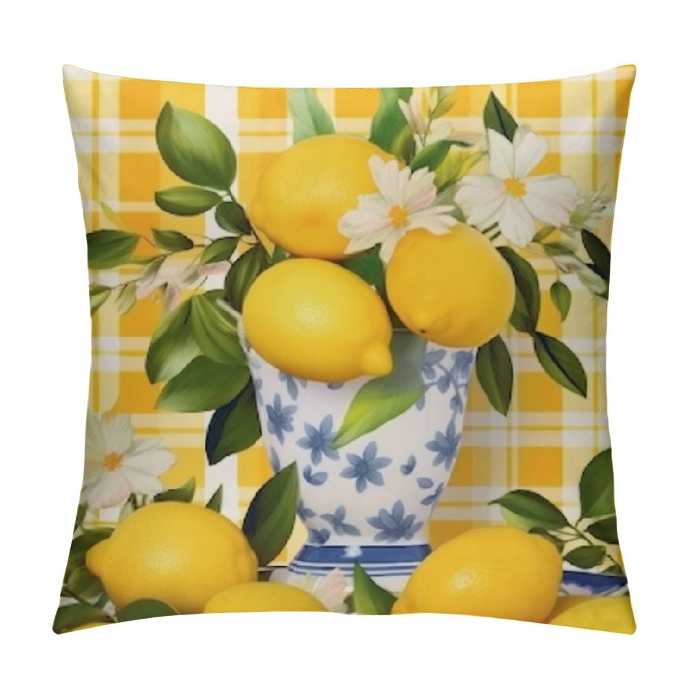 HENGT Lemon Throw Pillow Covers Summer Fruit Farmhouse Decorative ...