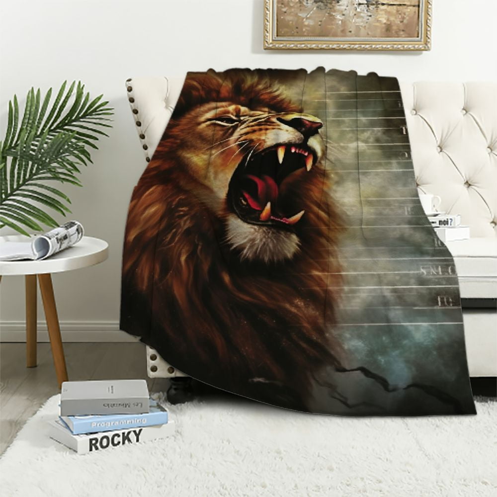 ARISTURING Lion Blanket Gifts for Boy Girl Motivational Lion Throw ...