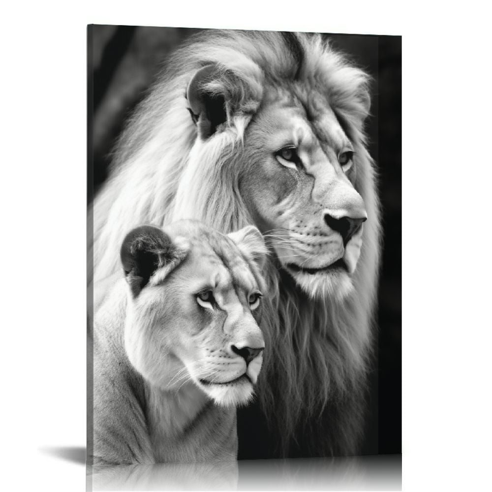 ARISTURING Lion and Lioness Hug Poster Black and White Animal Lion Wall ...
