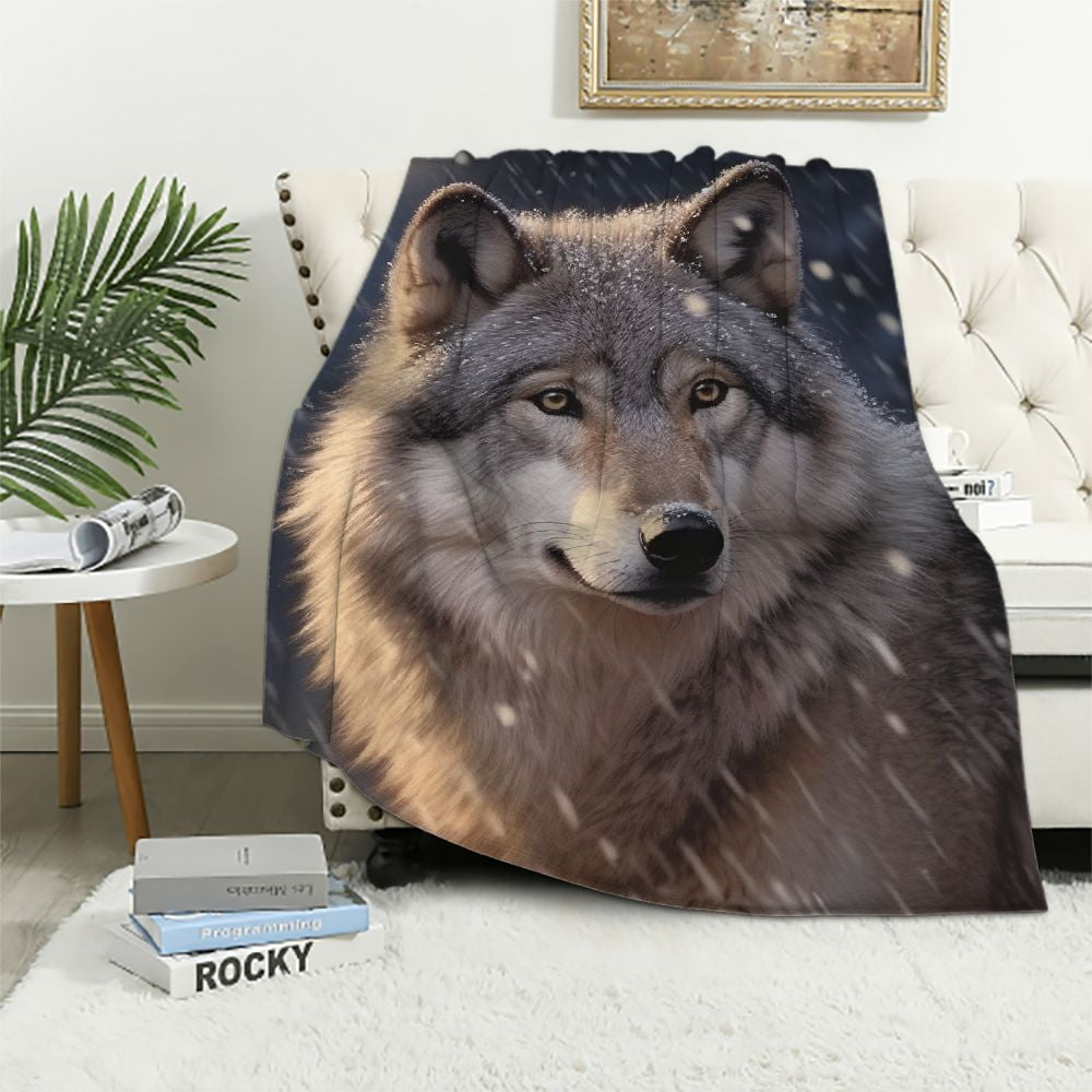 ARISTURING Lone Wolf Blanket for Bed, Queen Size Wolf Throw Blanket for ...
