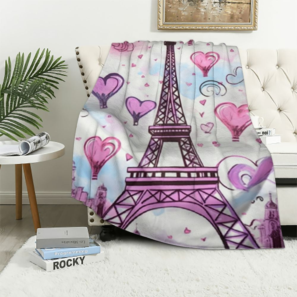 HENGT Luxury Paris Theme Throw Blanket Kids Girls Woman Eiffel Tower ...