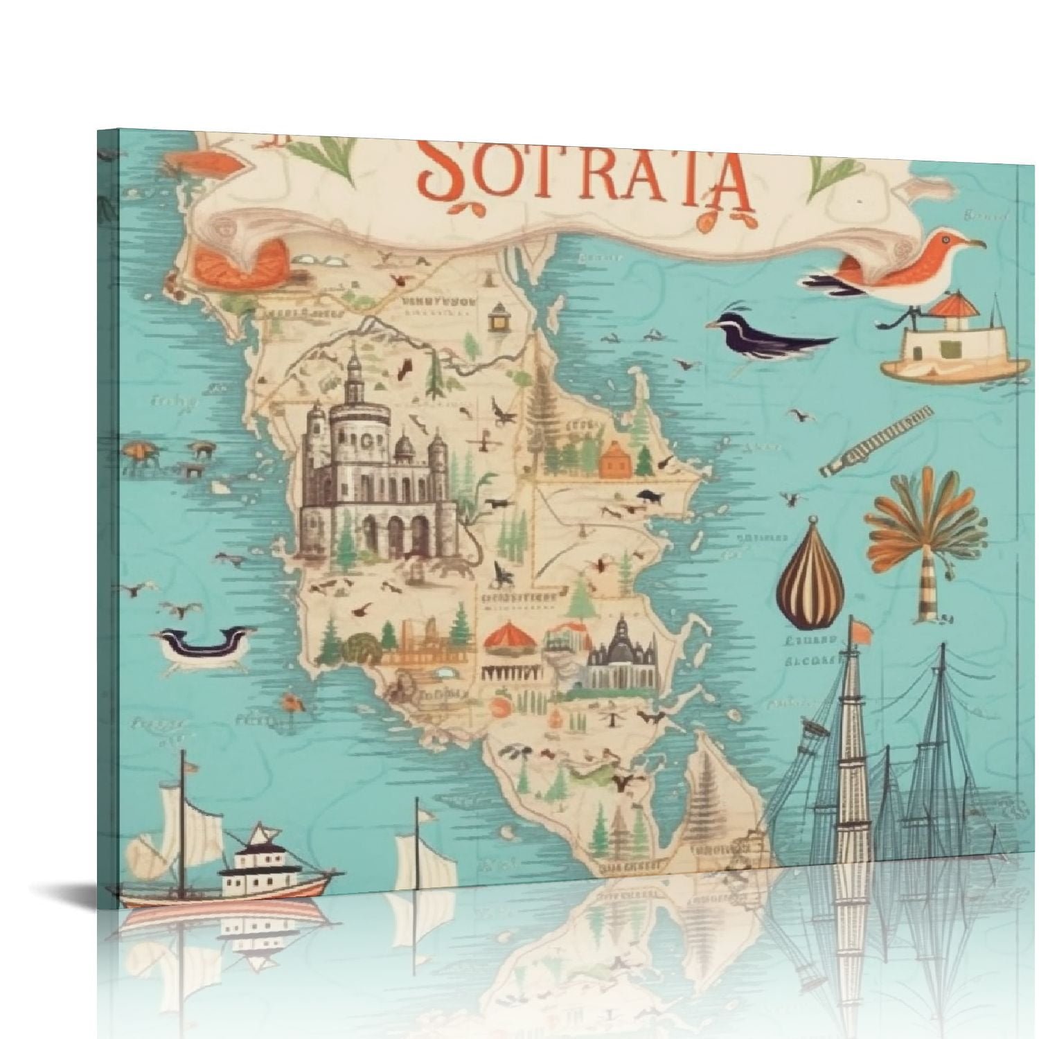 HENGT Map Canvas Painting Wall Art The Picture For Home Decoration ...