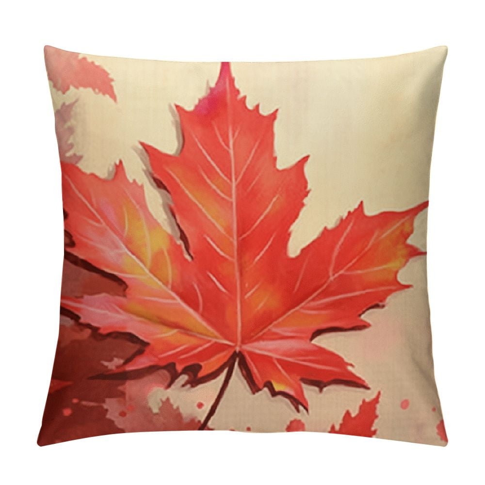 HENGT Maple Leaf Throw Pillow Cover Autumn Leaves Pillowcase Orange ...