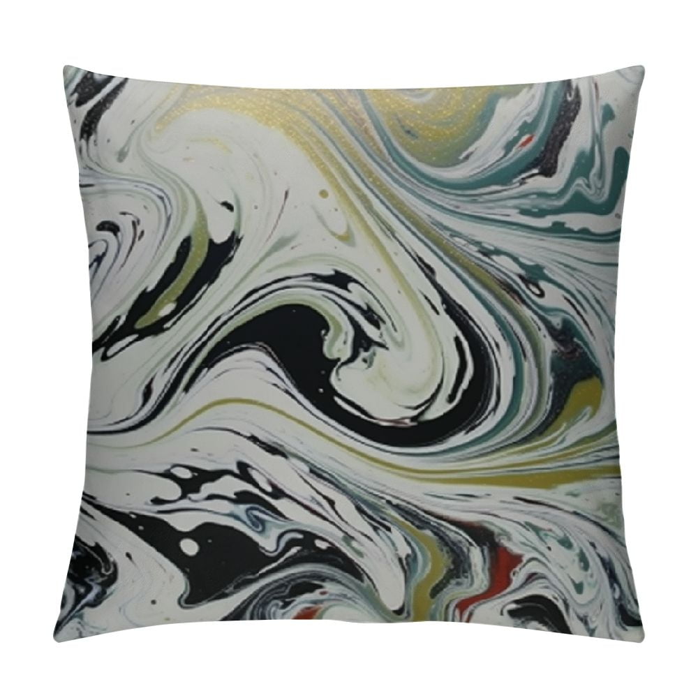 ARISTURING Marble Aqua Gold Decorative Throw Pillow Cover, Marble ...