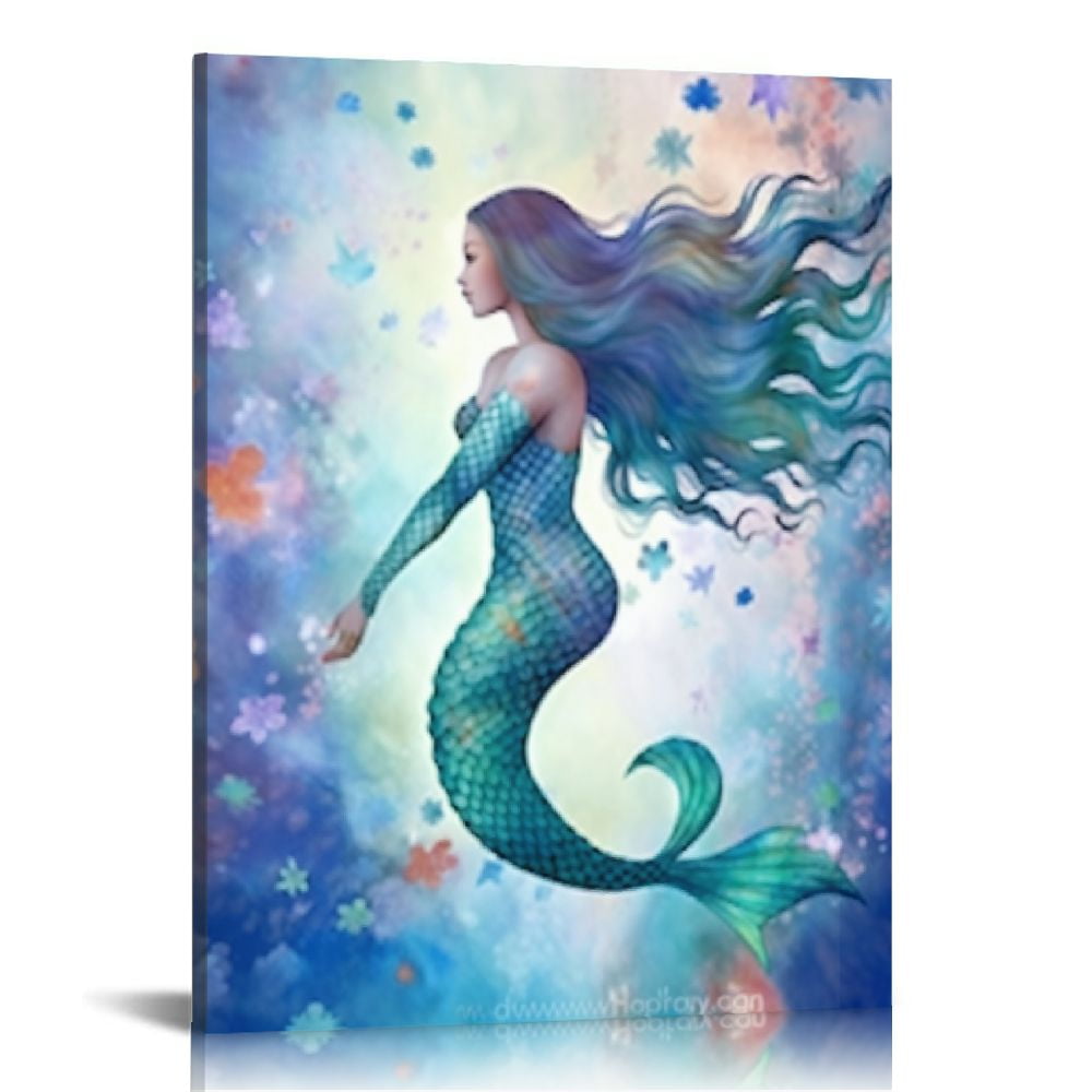 ARISTURING Mermaid Bathroom Decor Wall Art for Bedroom Modern Artwork ...