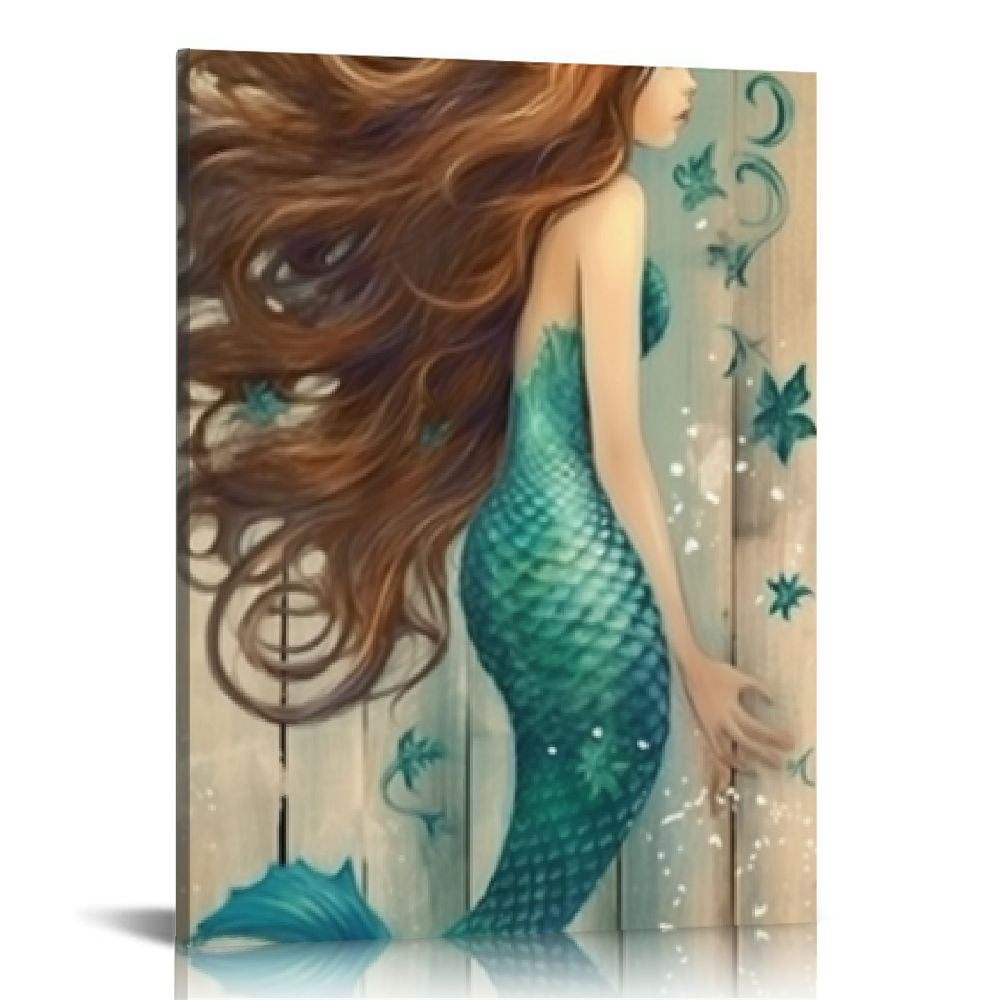 ARISTURING Mermaid Wall Decor For Bathroom Modern Artwork For Girl Room ...