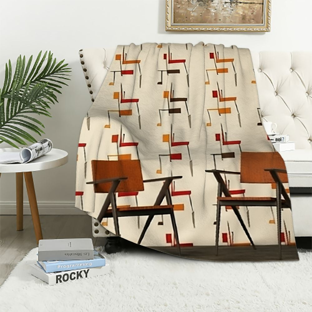 ARISTURING Mid Century Modern Throw Blanket, Repetitive Furniture ...