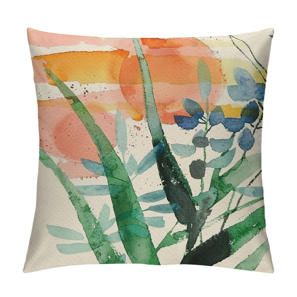 ARISTURING Mid Century Modern Tropical Leaves Throw Pillow Covers Boho ...