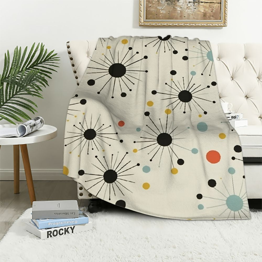 ARISTURING Mid Century Throw Blanket, Retro Abstract Geometric Pattern ...