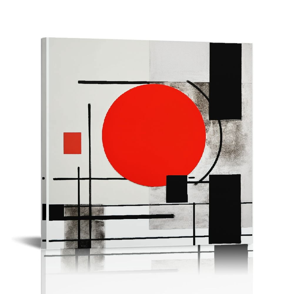 ARISTURING Modern Geometric Red Abstract Prints Kitchen Decor Red Wall ...