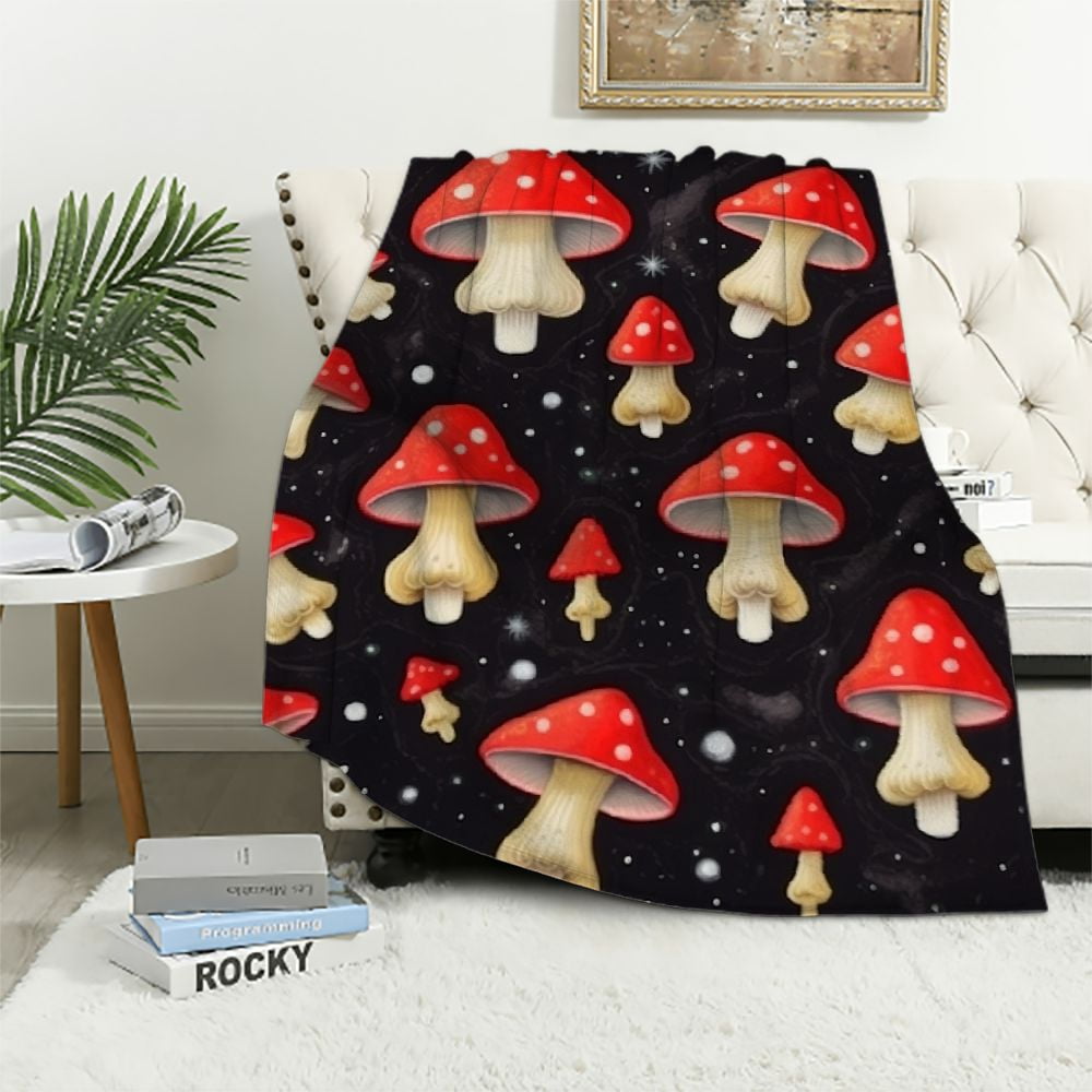 HENGT Mushroom Blanket Cute Leaf Plant Throw Blankets Decor Warm Cozy ...