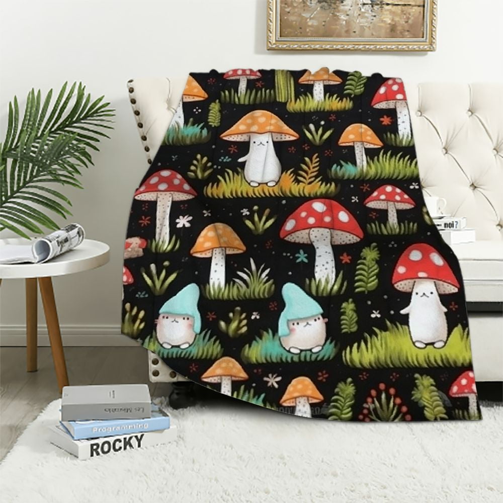 HENGT Mushroom Blanket Cute Leaf Plant Throw Blankets Decor Warm Cozy ...