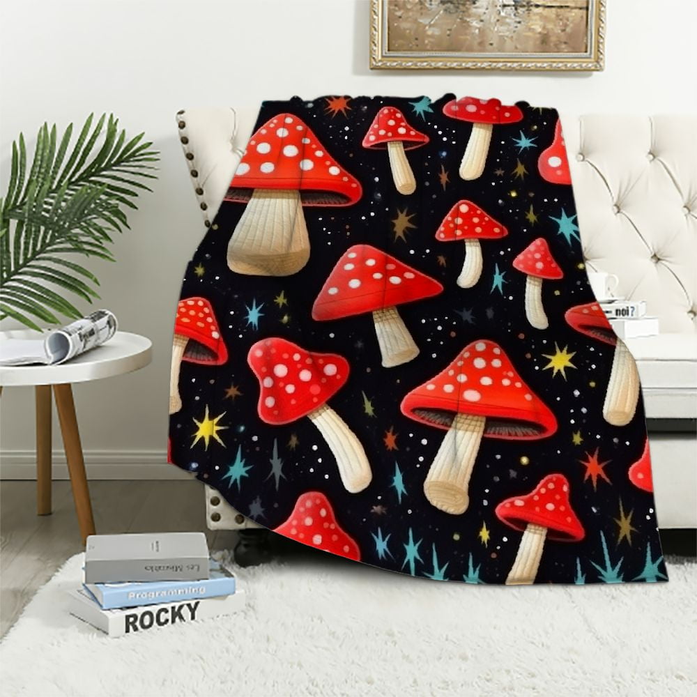 HENGT Mushroom Blanket Cute Leaf Plant Throw Blankets Decor Warm Cozy ...