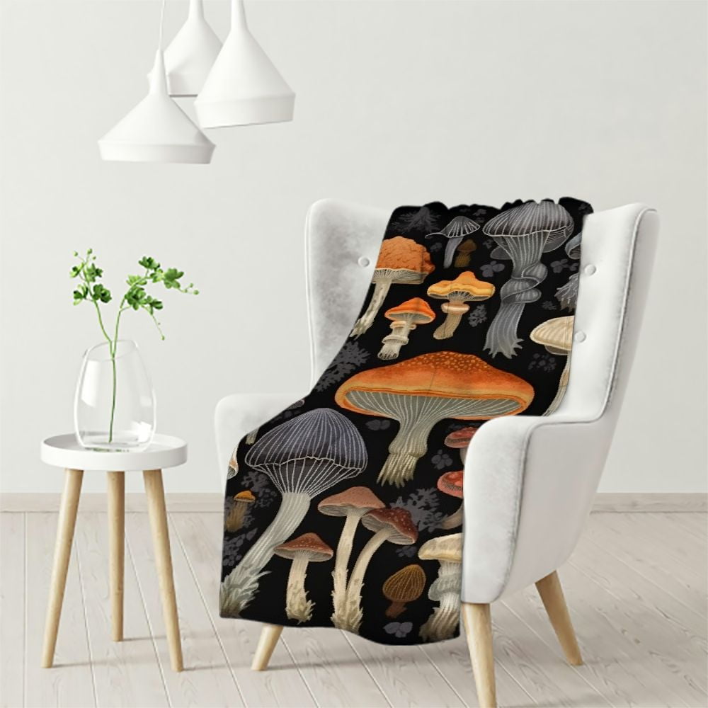 ARISTURING Mushroom Blanket Soft Flannel Botanical Plush Throw Blanket ...