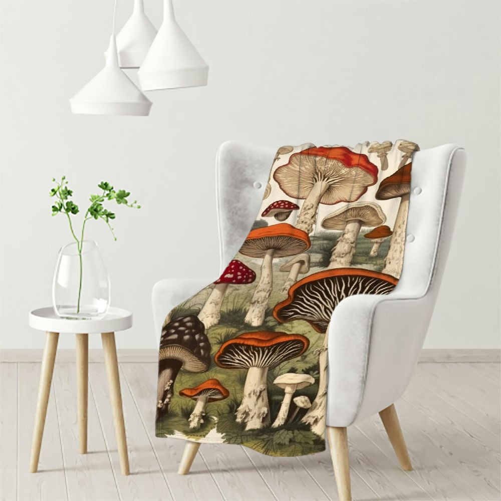 ARISTURING Mushroom Blanket Soft Flannel Botanical Plush Throw Blanket ...