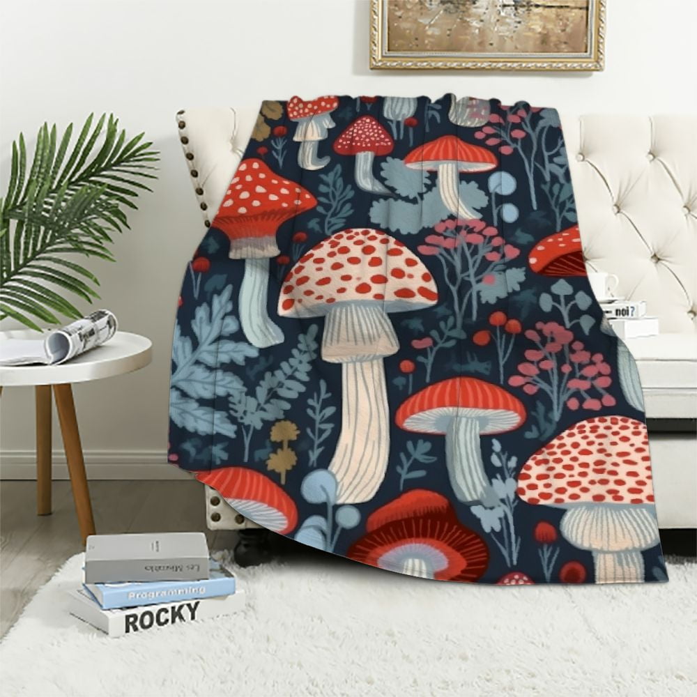 HENGT Mushroom Blanket Soft Warm Throw Blankets Lightweight Cozy ...