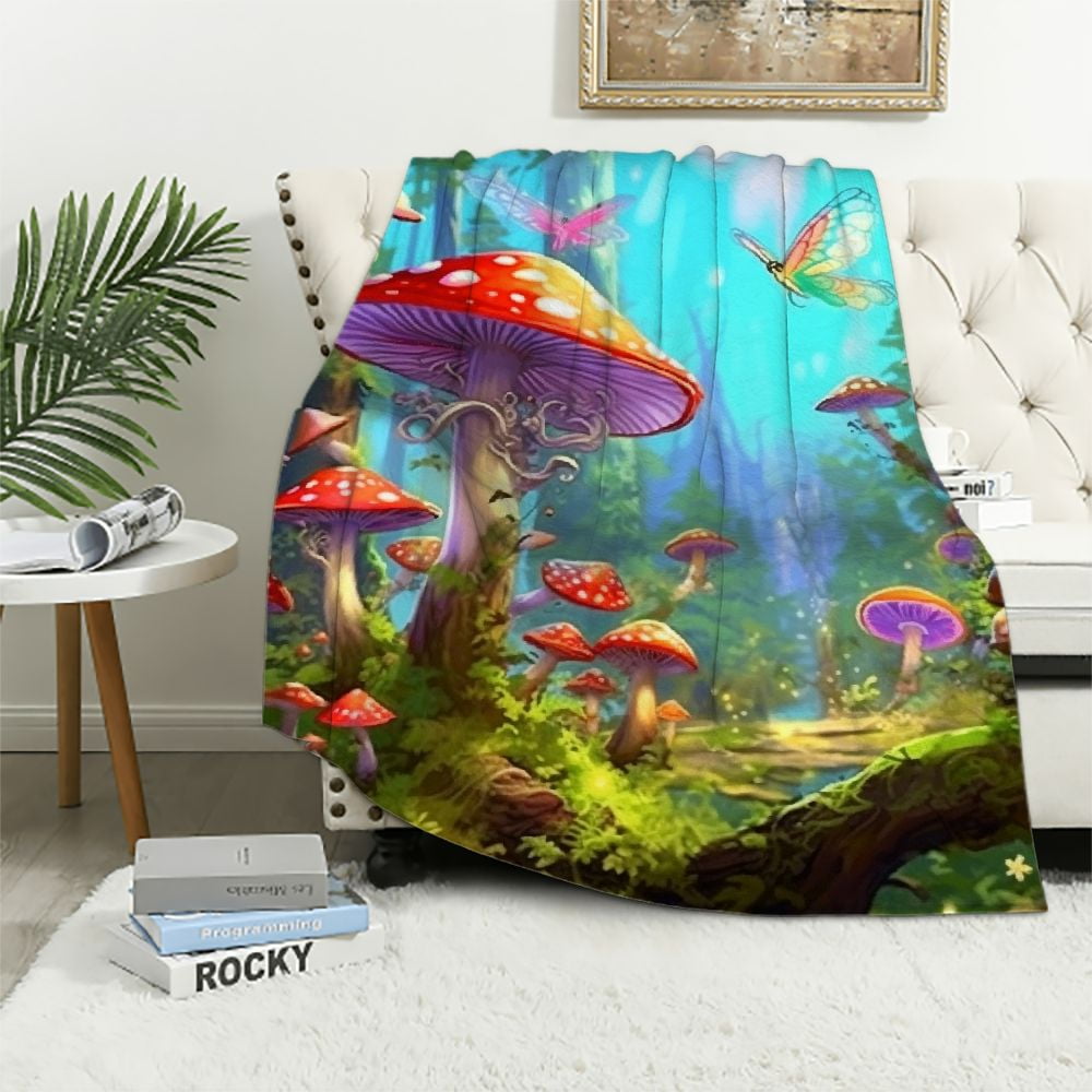 ARISTURING Mushroom Blanket Mushroom Throw Blanket Magic Wonderland ...