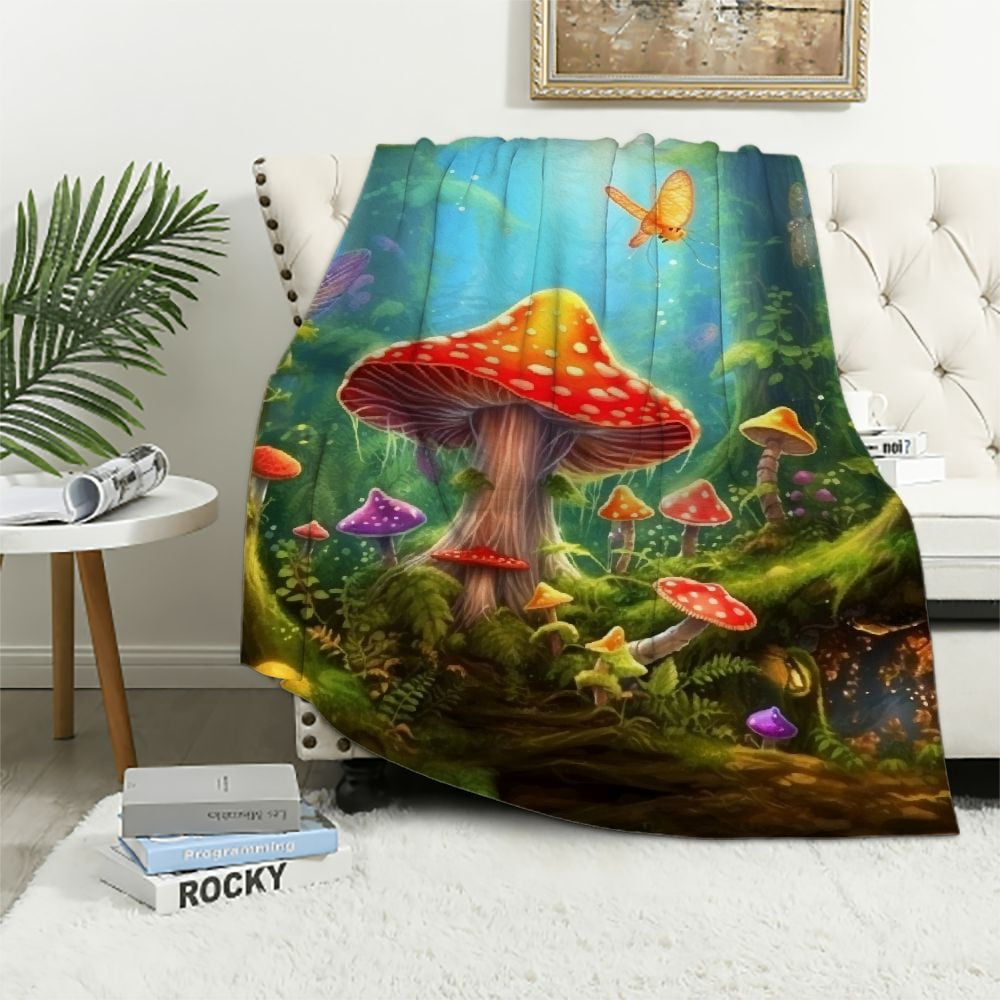 ARISTURING Mushroom Blanket Mushroom Throw Blanket Magic Wonderland ...