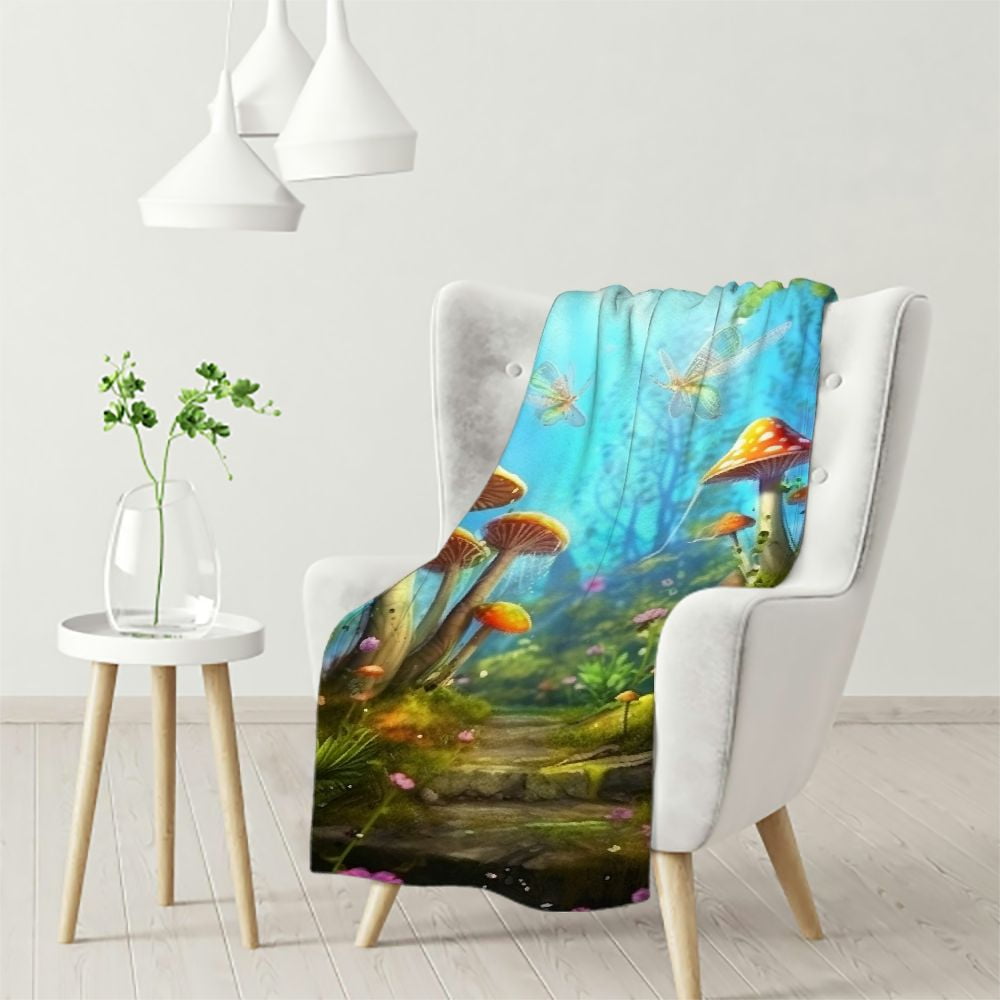 ARISTURING Mushroom Blanket Mushroom Throw Blanket Magic Wonderland ...