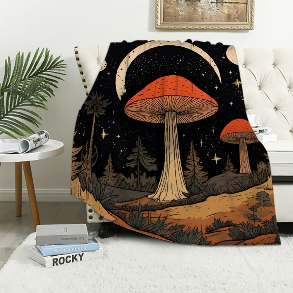 ARISTURING Mushroom Blanket Throw, Ultral Soft Warm Lightweight Flannel ...