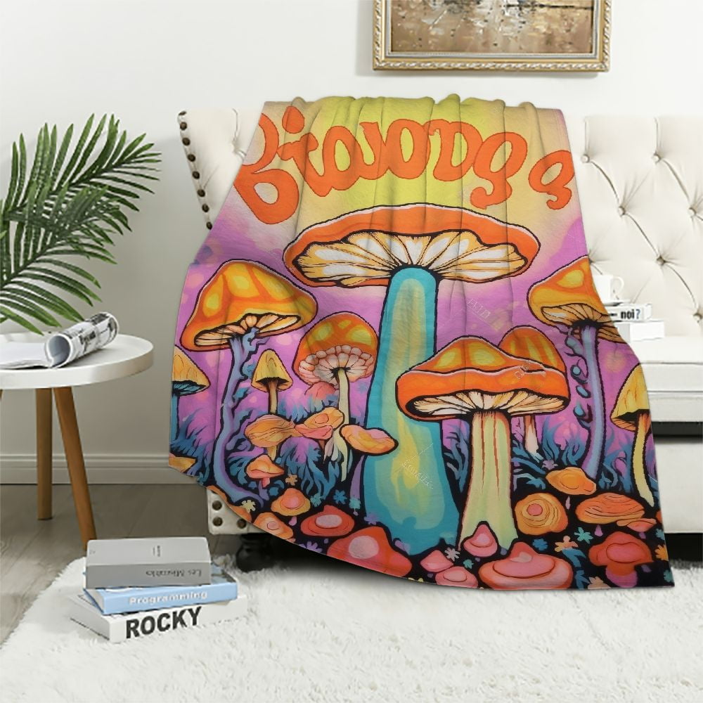 HENGT Mushroom BlanketCozy Soft Throw Blanket for Couch Fuzzy Thick ...