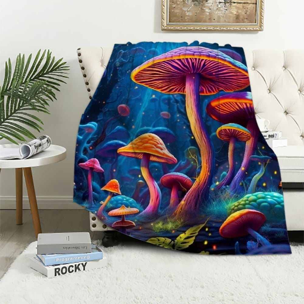 ARISTURING Mushroom Throw Blanket Colorful Mushroom Blanket Gifts for ...