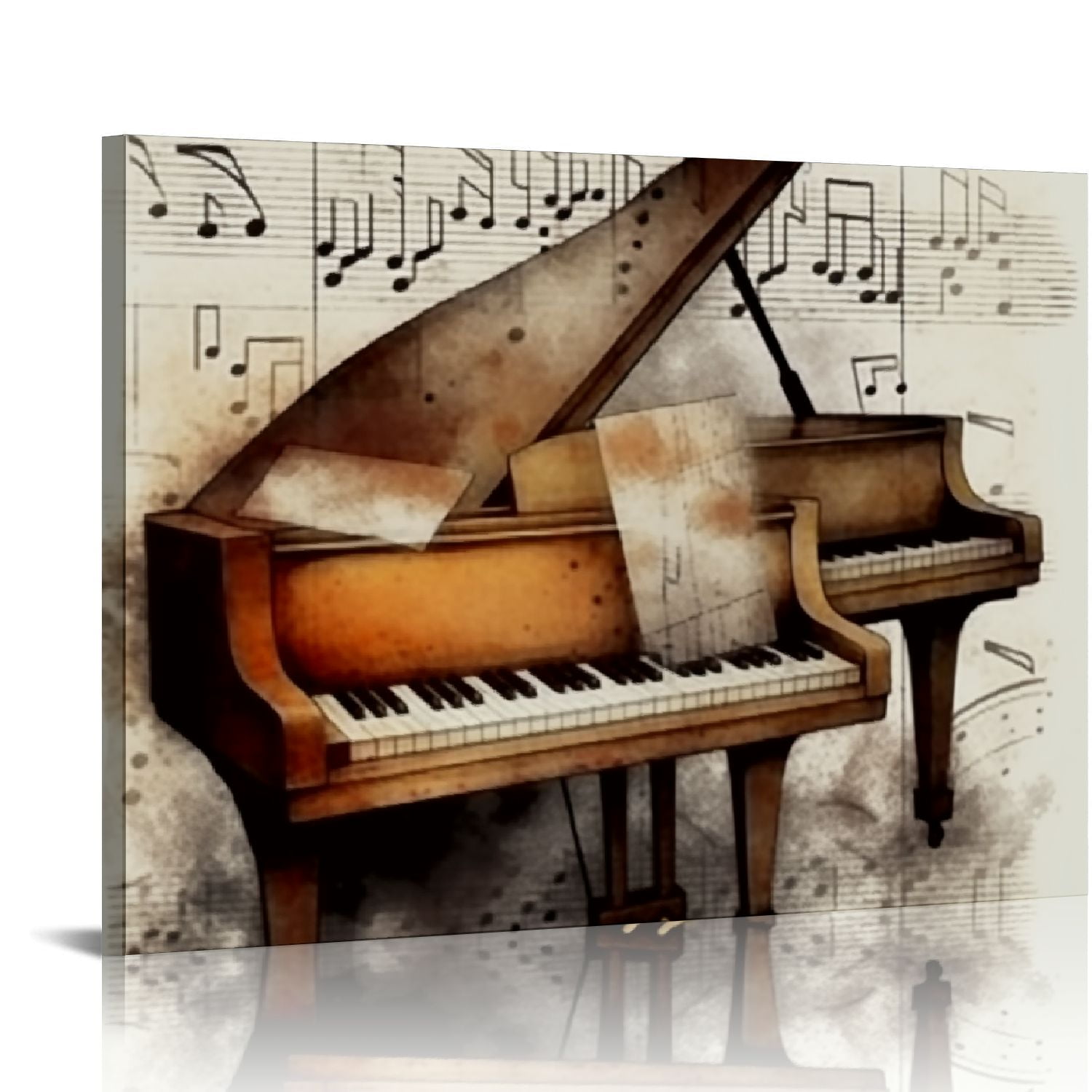 ARISTURING Music Canvas Wall Art Retro Piano Picture Canvas Frame Art ...