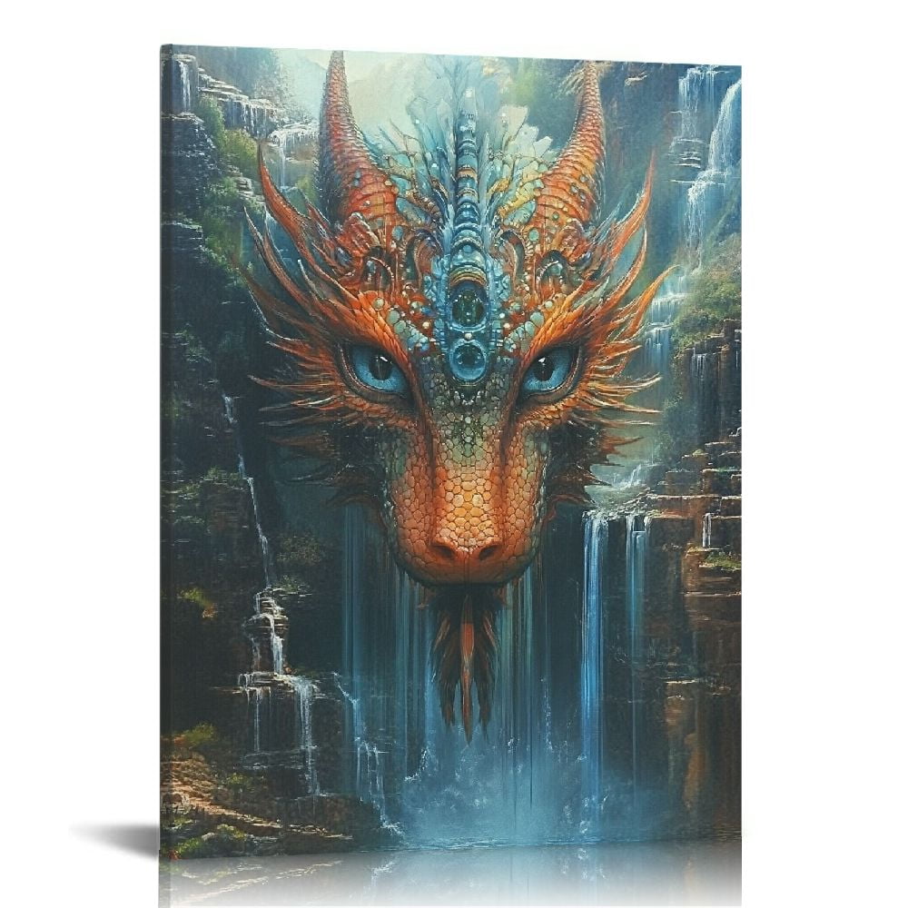 ARISTURING Mythical Dragon Art Design 2 Vertical Canvas Wall Art Prints ...