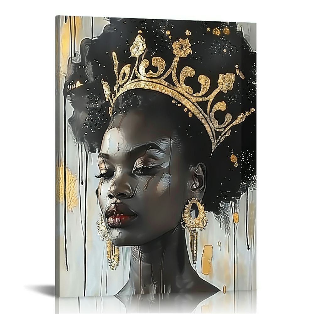 ARISTURING Native African American Wall Art: Inspirational Yellow Black Girl Canvas Wall Art ...