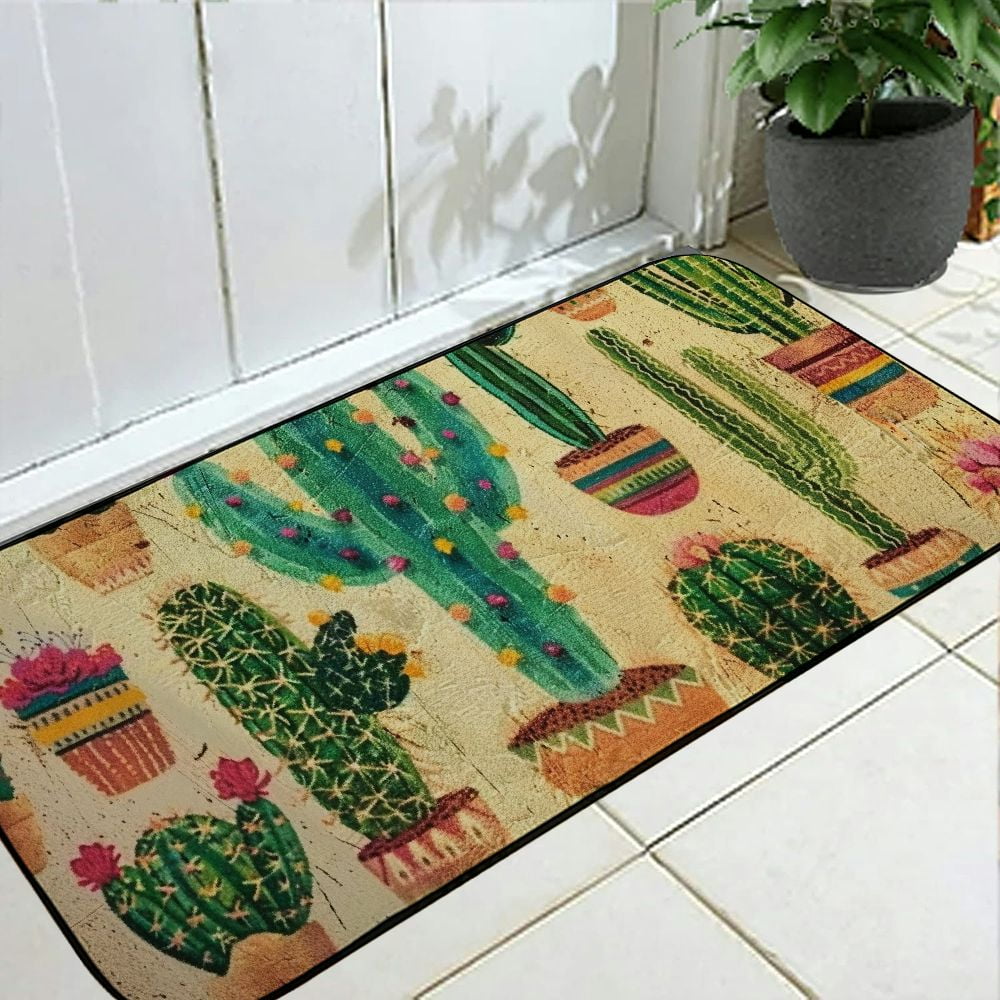 ARISTURING Natural Coco Coir Door Mat with Cactus Design for Outside ...