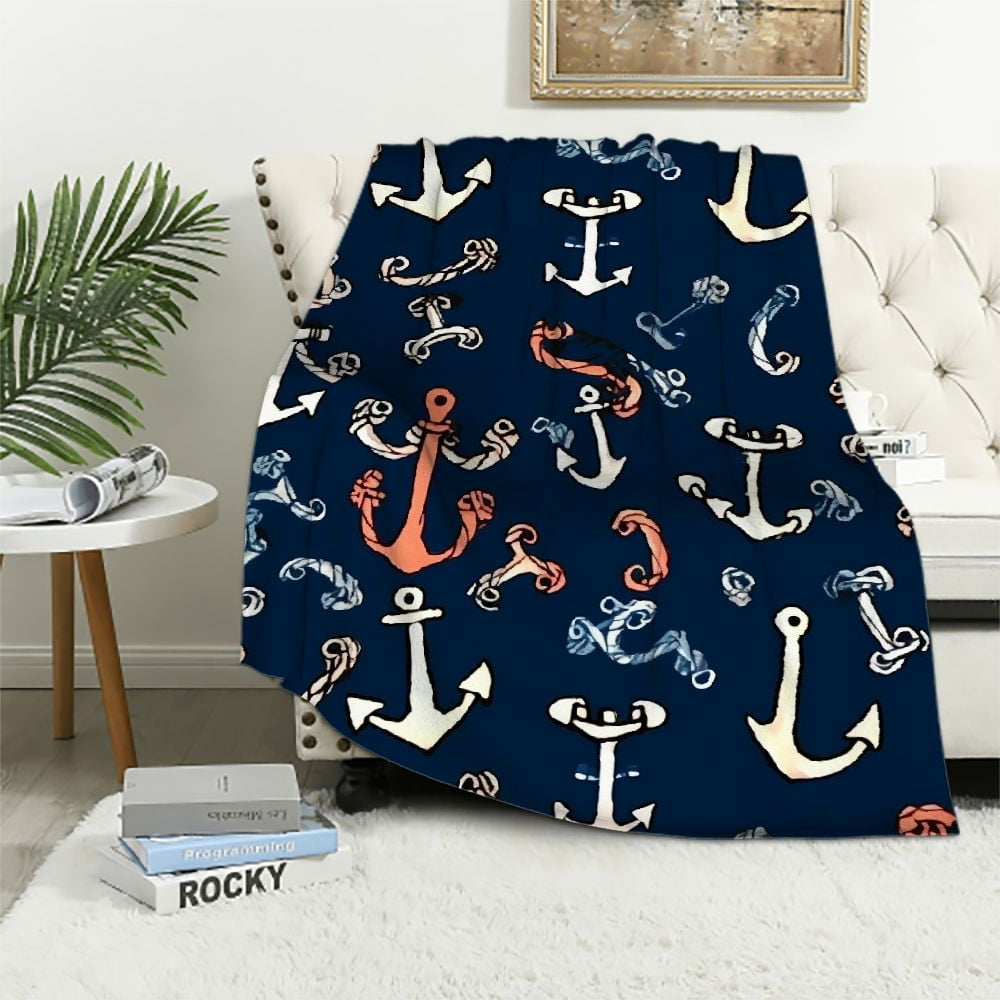 ARISTURING Nautical Anchor Blanket Gifts for Women Kids Boys Men Home ...