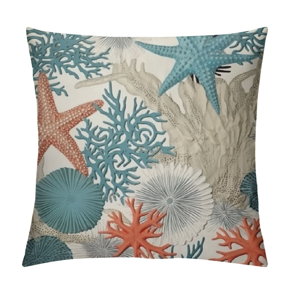 ARISTURING Nautical Coastal Throw Pillow Covers Beach Themed Ocean ...