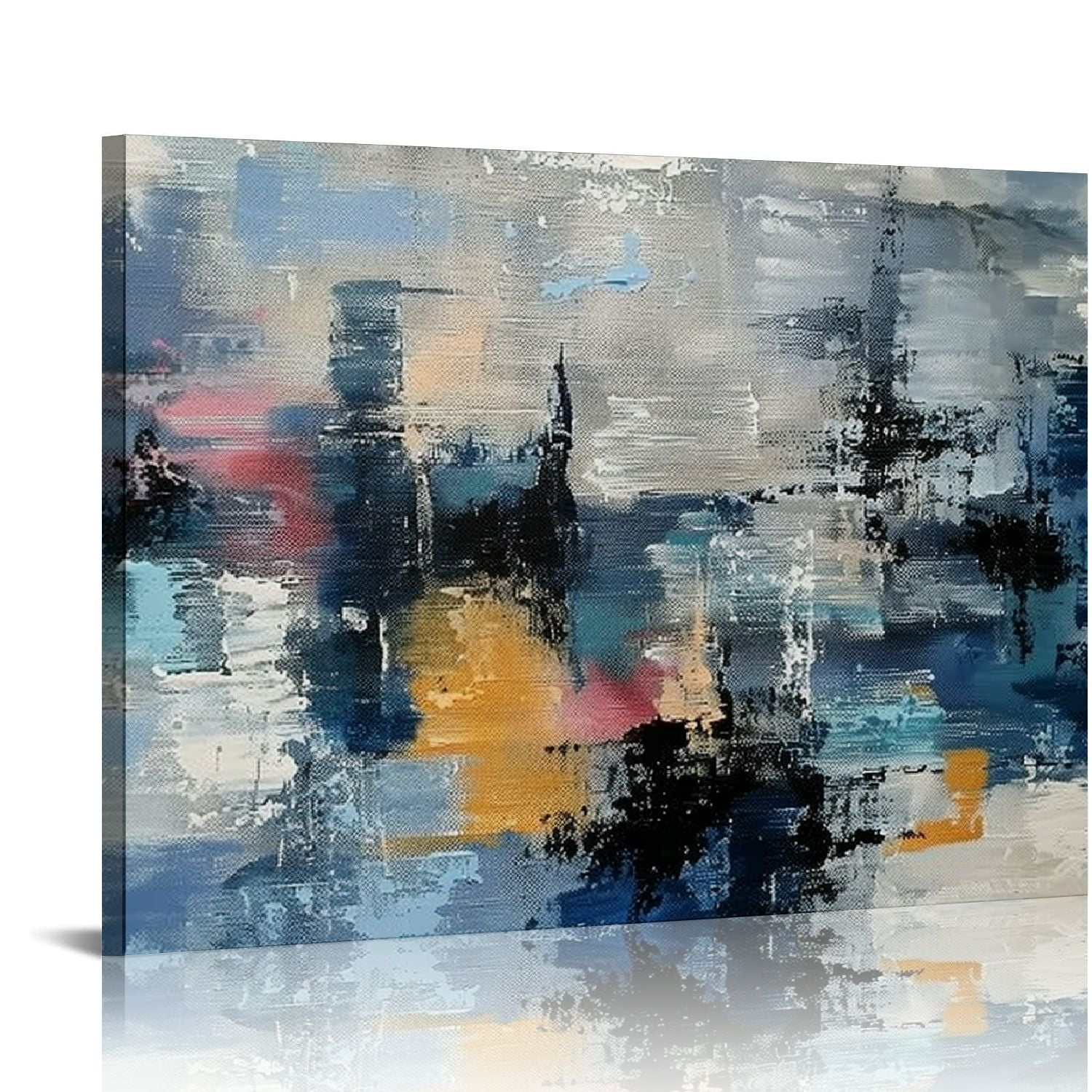 HENGT Navy Blue and Gray Abstract Wall Art for Living Room Horizontal ...