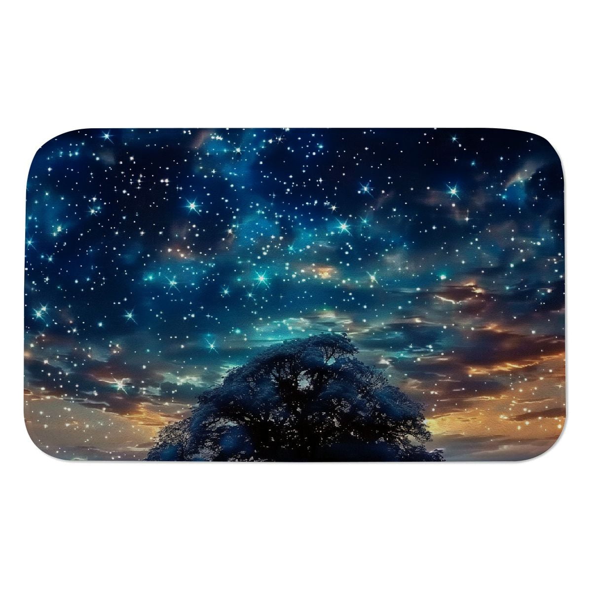 ARISTURING Night Sky Stars Trees Flannel Floor Mat Rectangle Soft Anti ...