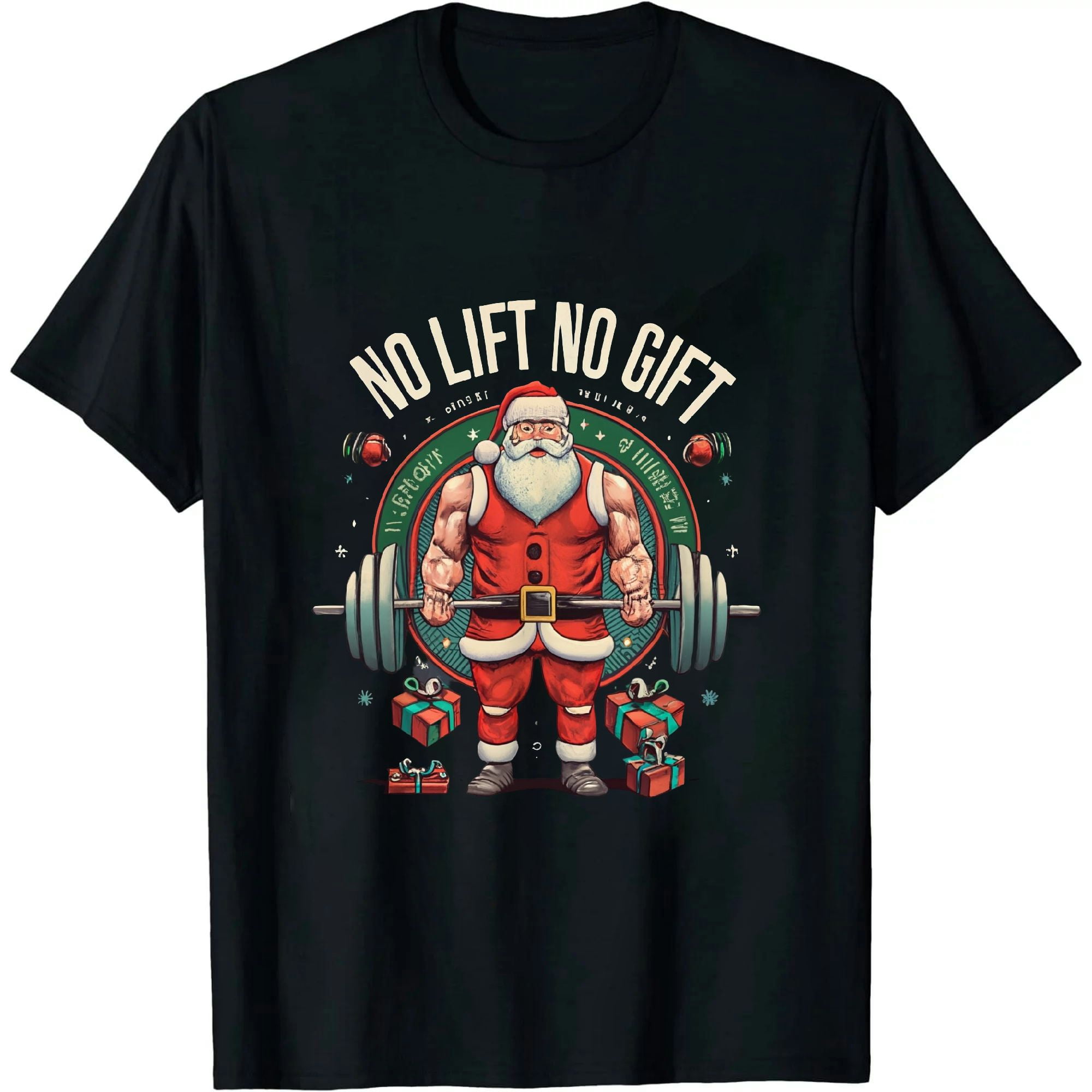 ARISTURING No Lift No Gift Santa Claus Christmas Gym Bodybuilding T ...