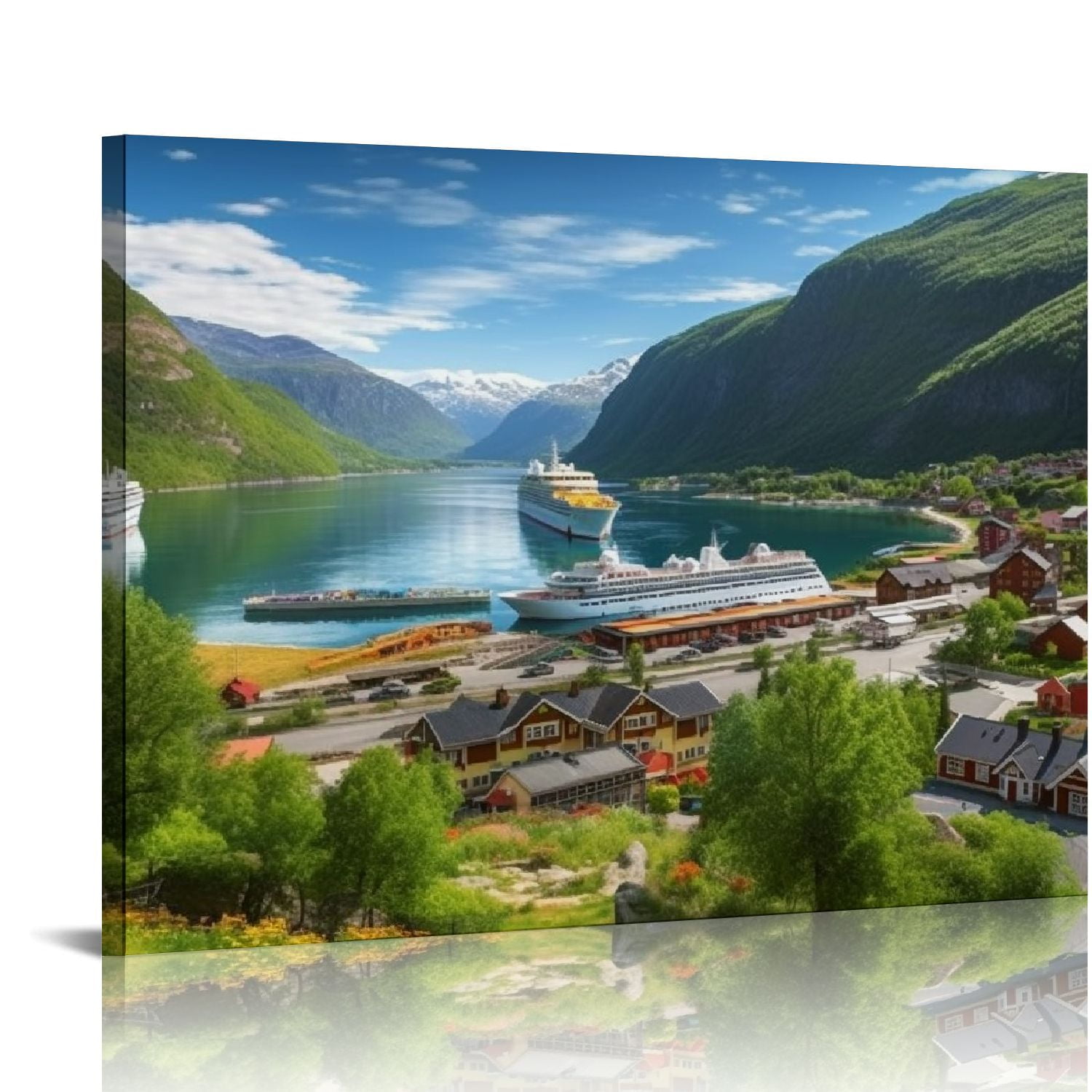 ARISTURING Norway Village Wall Art Canvas Prints Poster For Home Office ...