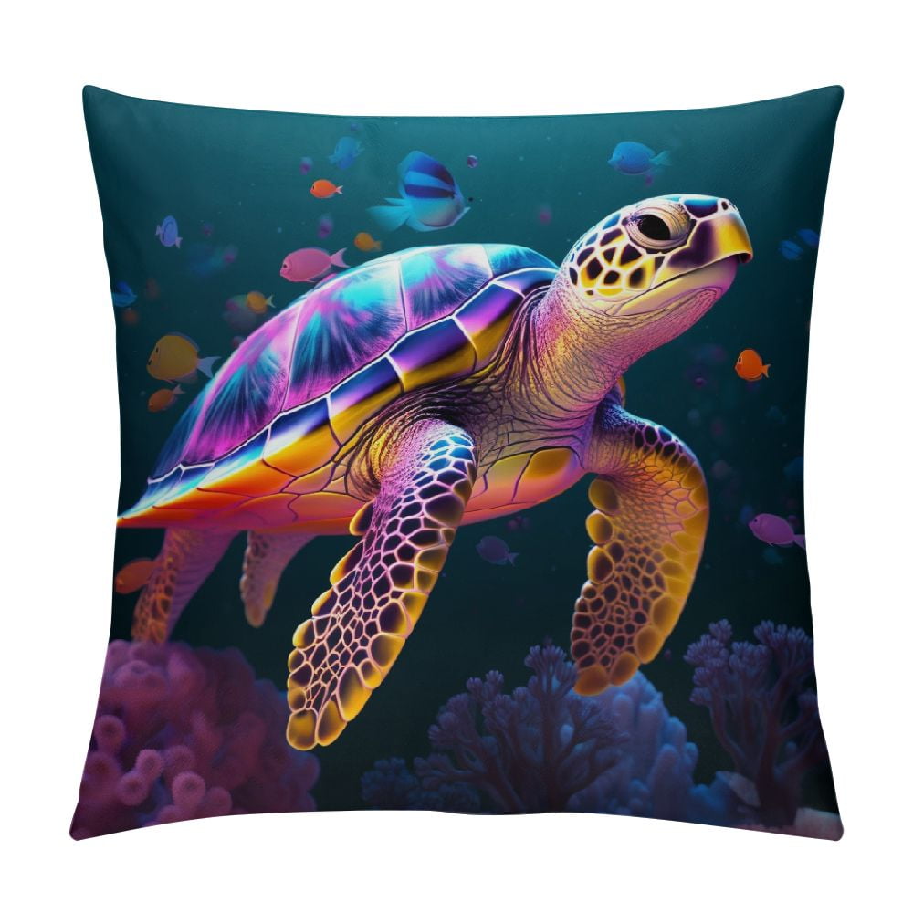 ARISTURING Ocean Theme Decorative Pillow Covers Summer Blue Sea Turtle ...