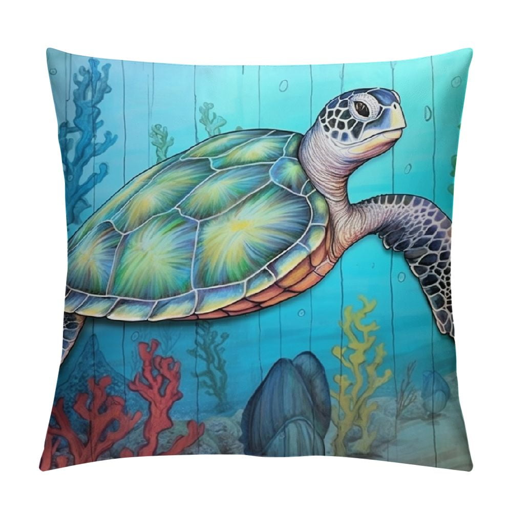 ARISTURING Ocean Turtle Pillow Cover Sea Theme Decorative Pillow Case ...