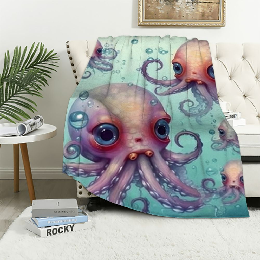 ARISTURING Octopus Throw Blanket - Soft, Fuzzy & Warm - Throw Size ...