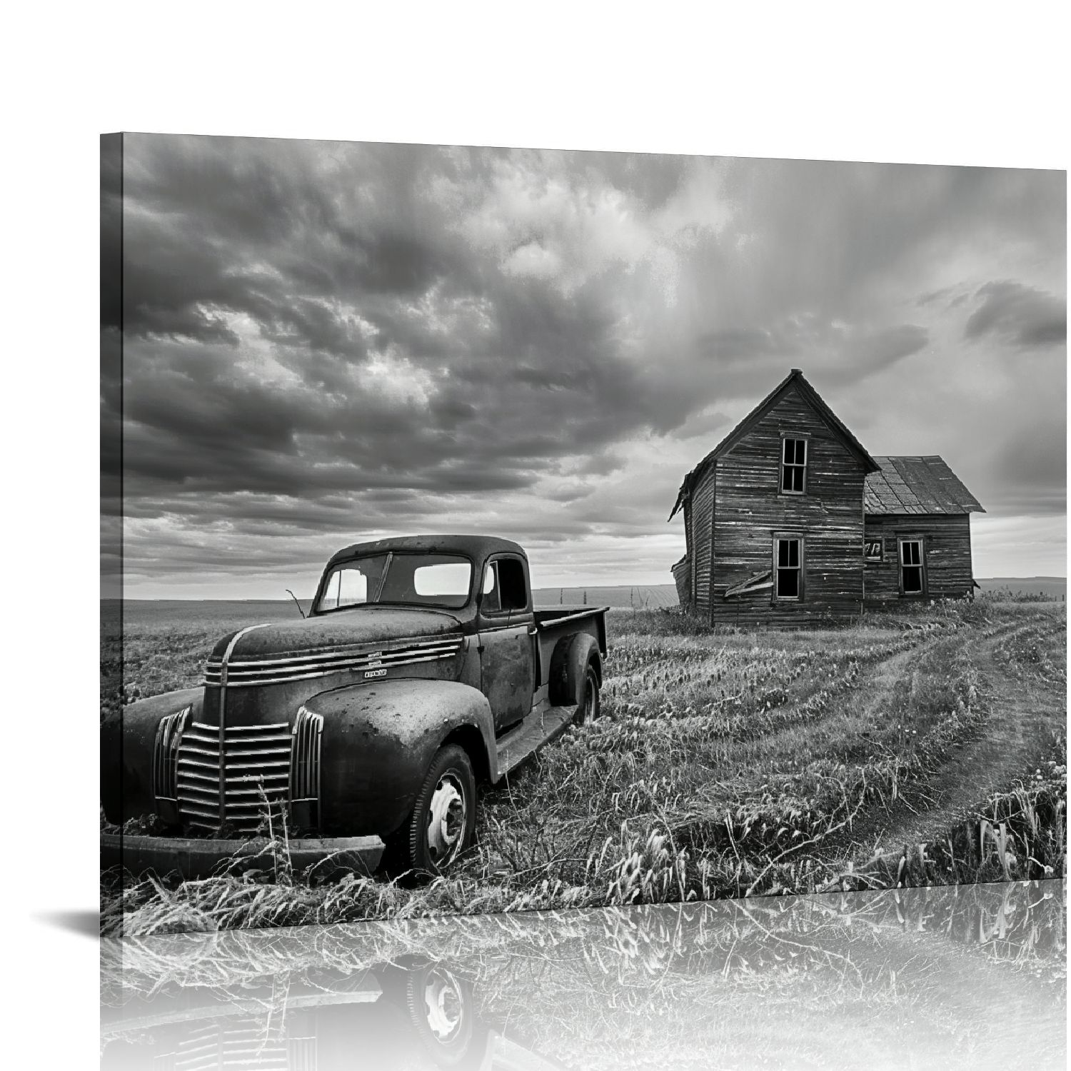 ARISTURING Old Truck Canvas Wall Art Farmhouse Barn Wall Art Rustic ...
