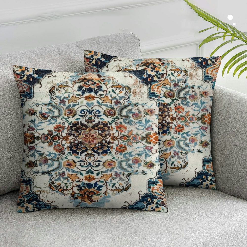 ARISTURING Orange Peach Aqua Ethnic Boho Throw Pillow Covers Bohemian ...