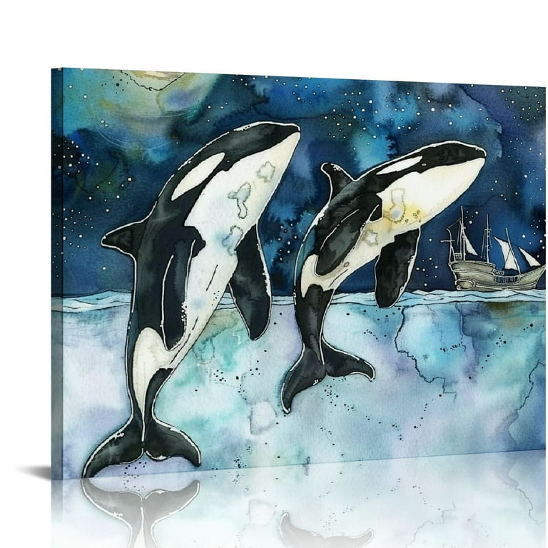 Killer Whale Painting Killer Whale Canvas Painting Vintage Wall Art