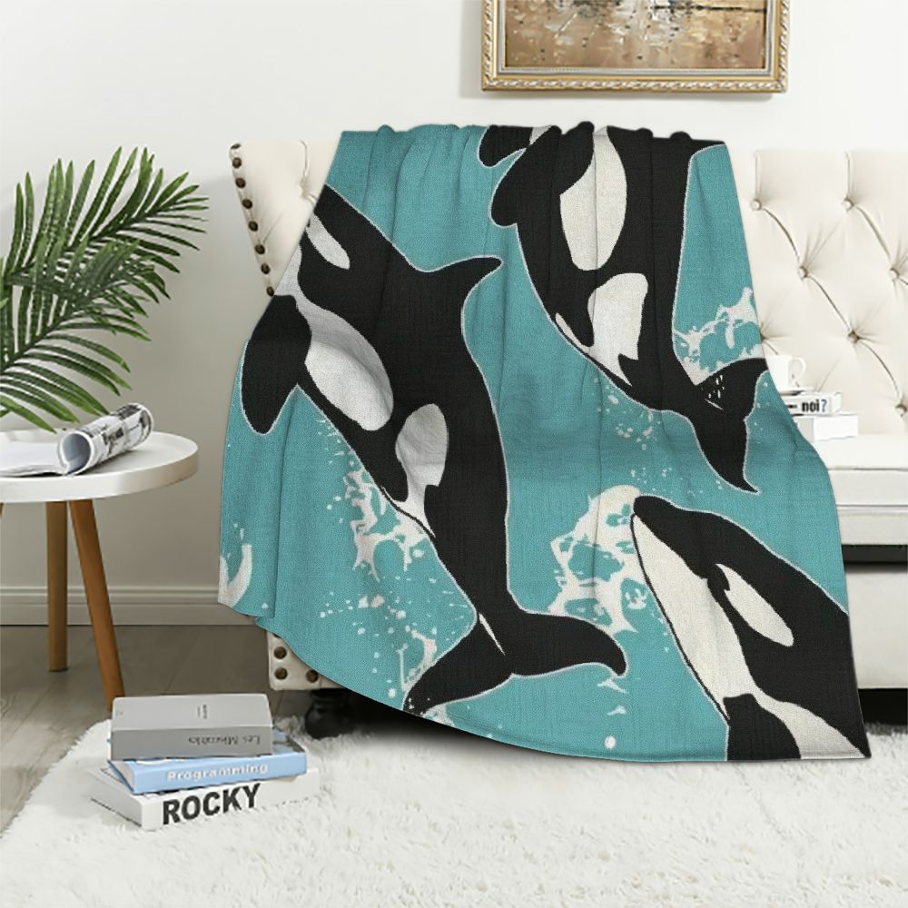 ARISTURING Orca Whales Ocean Flannel Blanket Gifts Lightweight Soft ...