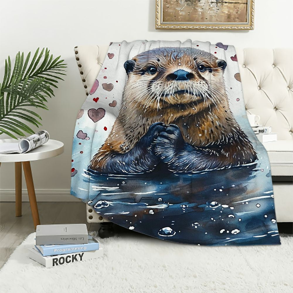 ARISTURING Otter Blanket Cute Animal Blanket Soft Fuzzy Plush Throw ...