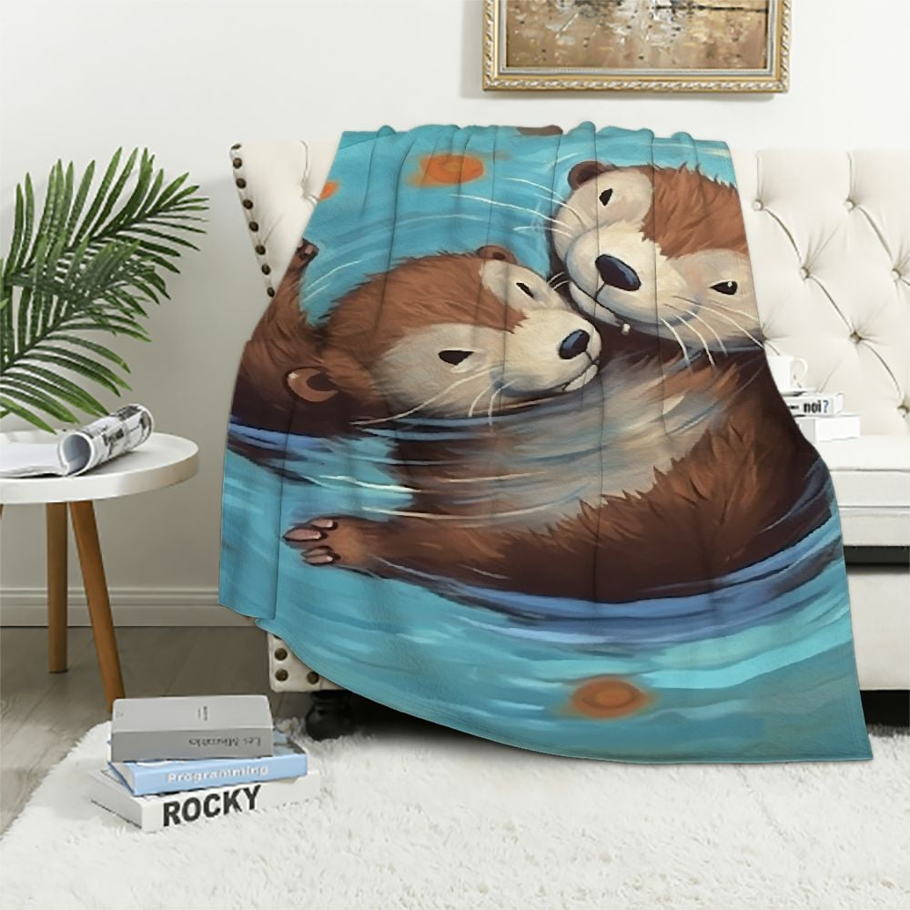 ARISTURING Otter Blanket Otter Gifts Cute Throw Blanket Sea Otter Plush ...